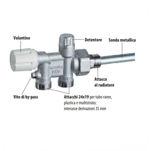 Valvola mono - bitubo termostatizzabile Ø 1/2" Far - D'Alessandris